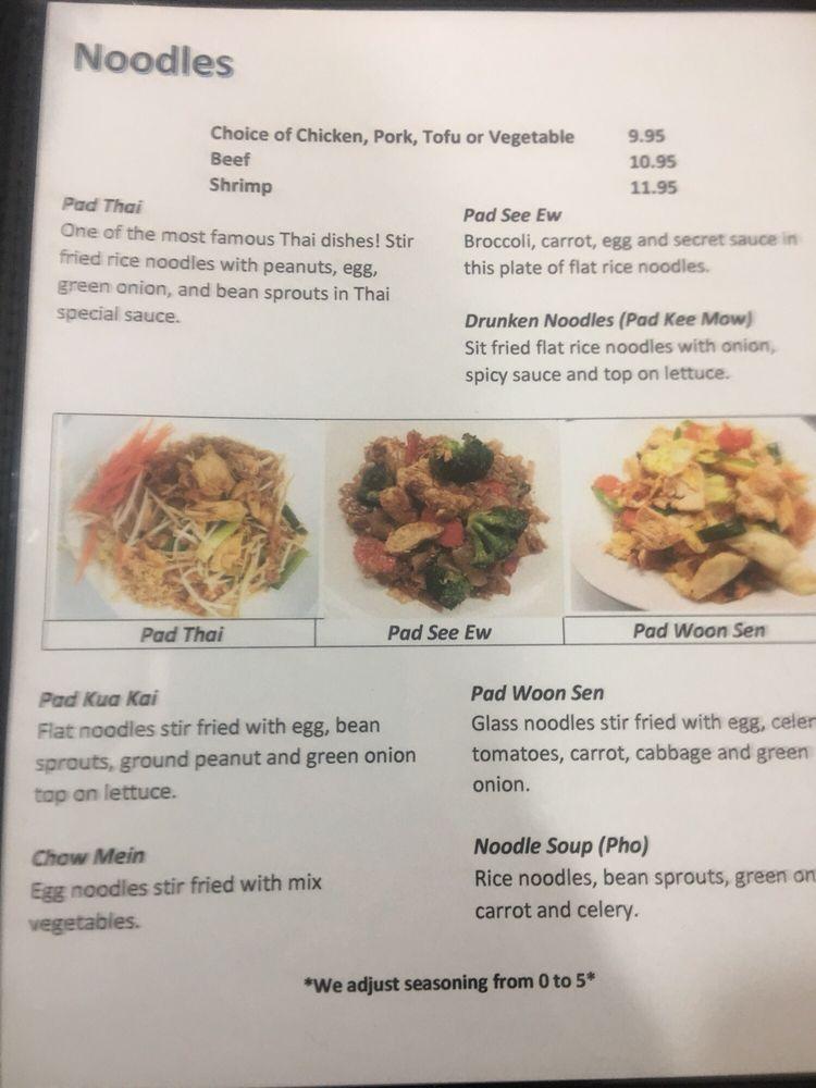 Menu at Thai Food Restaurant, Lake Havasu City