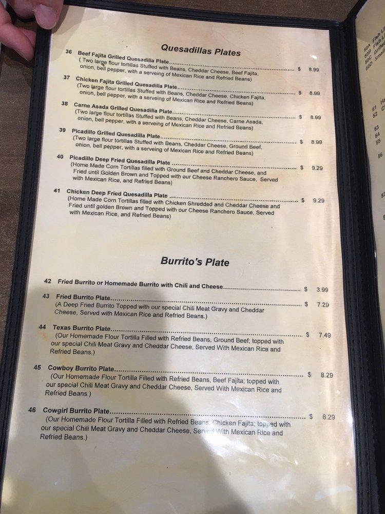 Menu at Circle G Restaurant, Poth