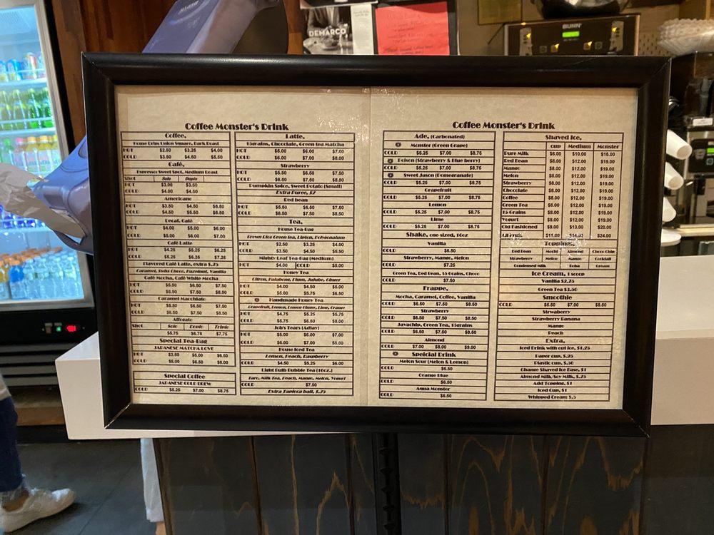 Menu at Coffee Monster cafe, New York City, 149-40 41st Ave