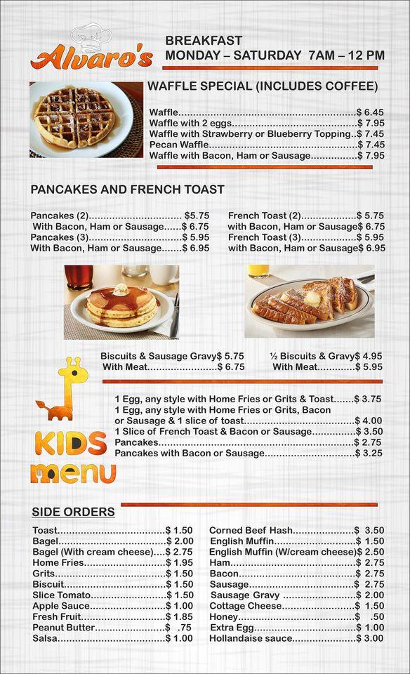 Menu at Alvaro's Family Restaurant, North Port