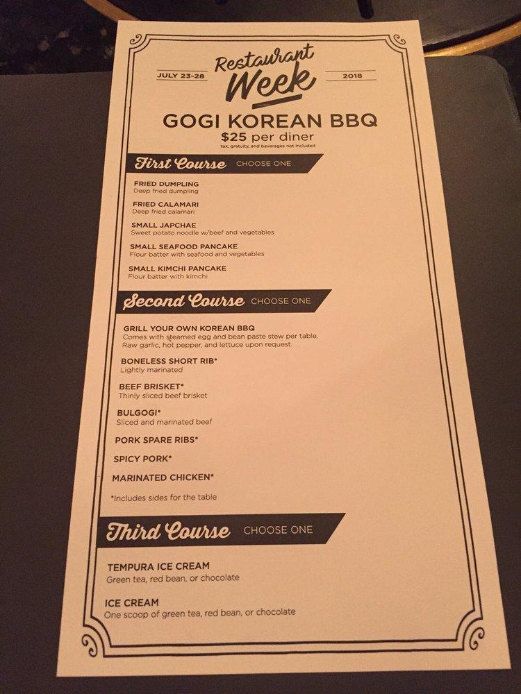 Menu at Gogi Korean BBQ, Columbus, Bethel Rd