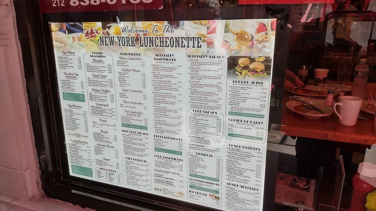 Menu at New York Luncheonette cafe, West New York