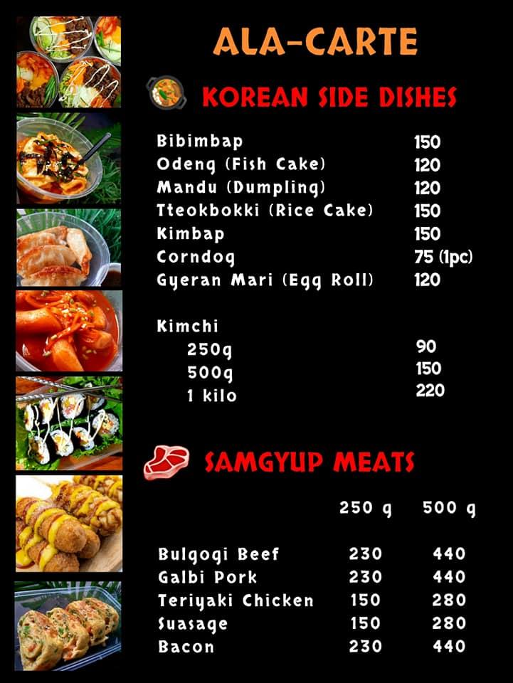 Menu at Seoul Meat Samgyupsal Grill House restaurant, Cabuyao