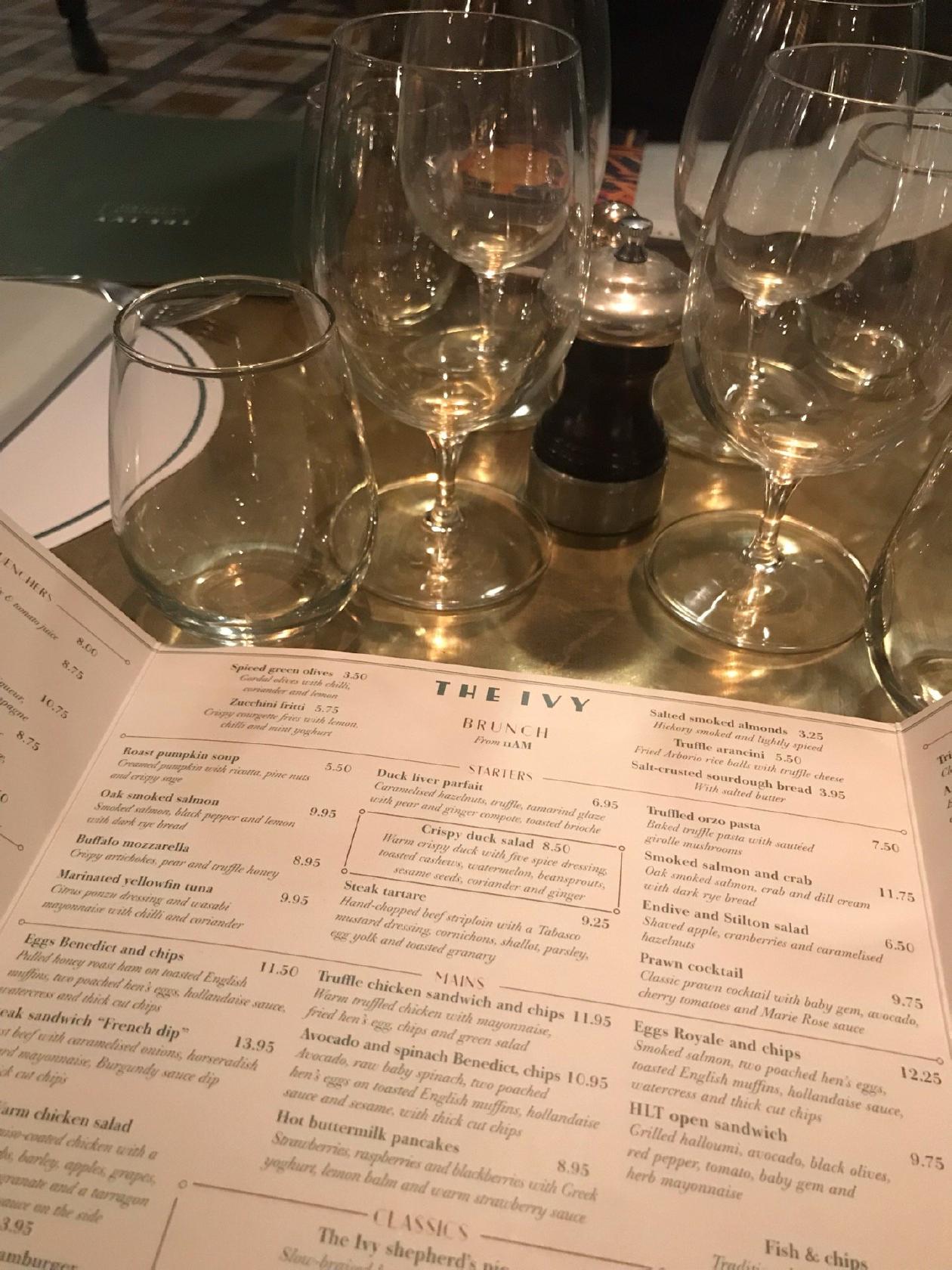 Menu at The Ivy Cambridge Brasserie restaurant, Cambridge