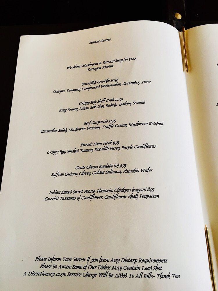 Menu at World Service Restaurant, Nottingham, Newdigate House