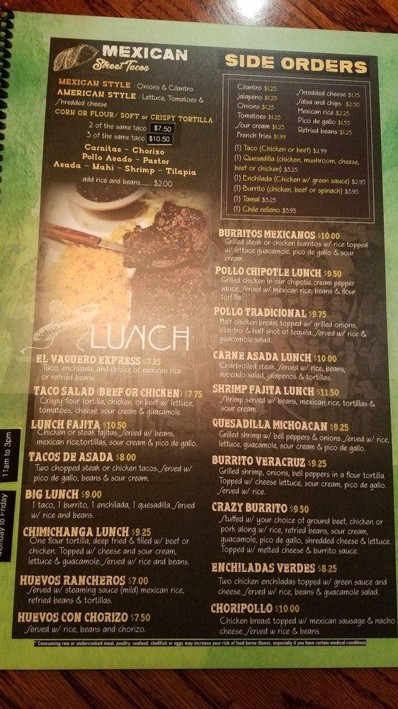 Menu at El Mezcalito Mexican Grill restaurant, Palm Bay