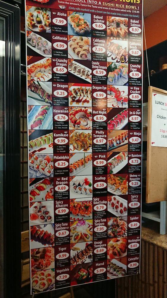 Menu at Samurai Kitchen restaurant, Corona