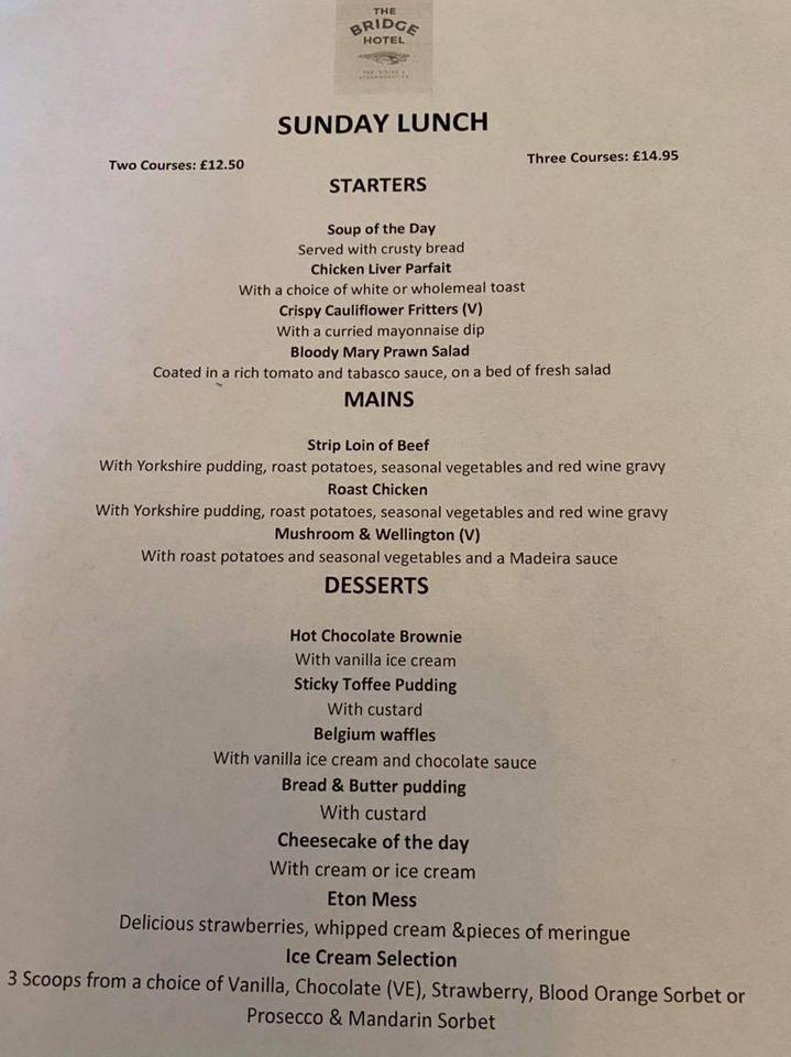 Menu at The Bridge Hotel pub & bar, Bolton