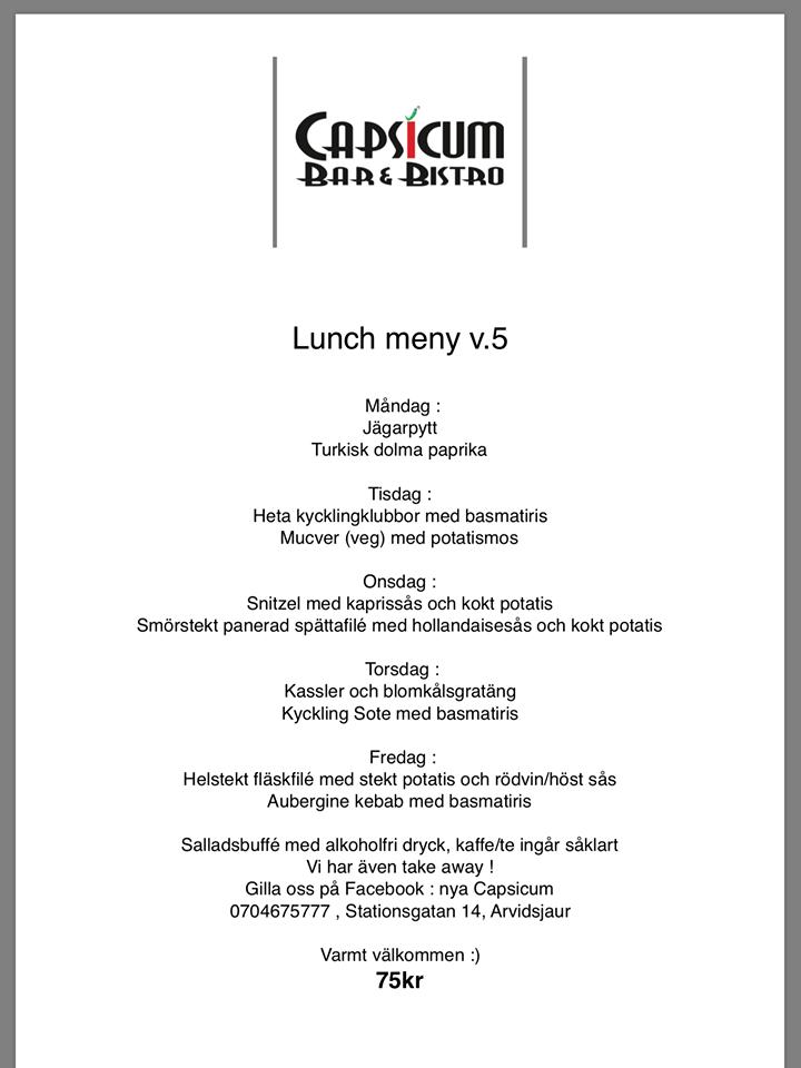 Menu at Capsicum Bar & Bistro, Arvidsjaur