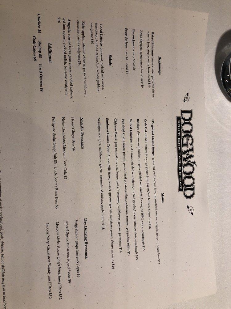 Dogwood Southern Table Bar Menu | Cabinets Matttroy