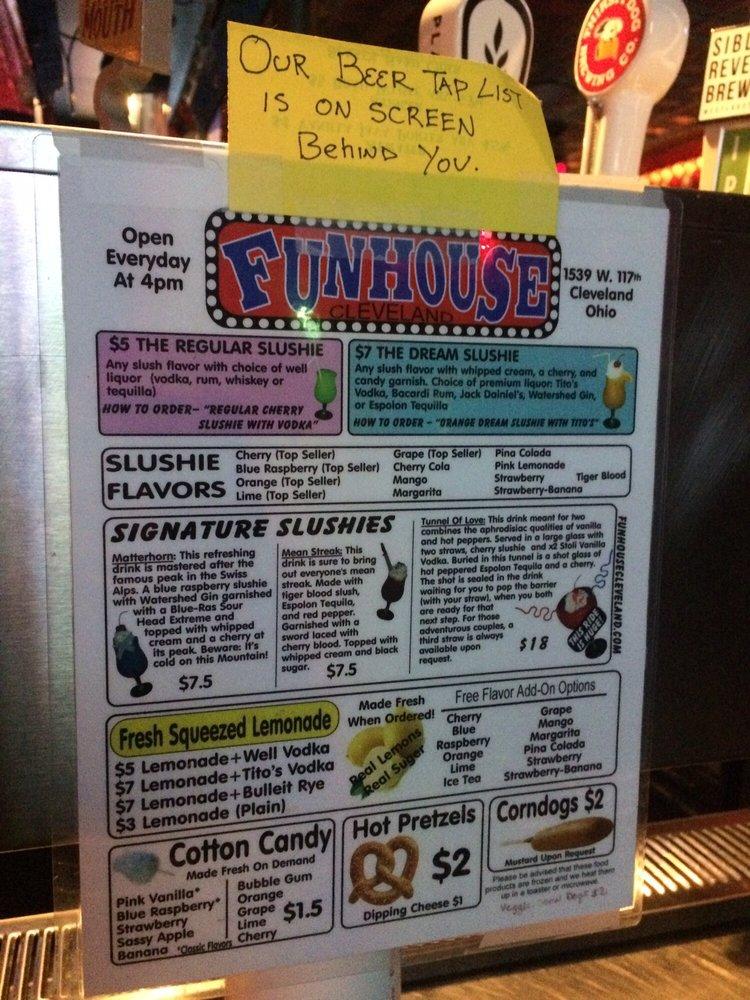 Menu at Funhouse pub & bar, Cleveland