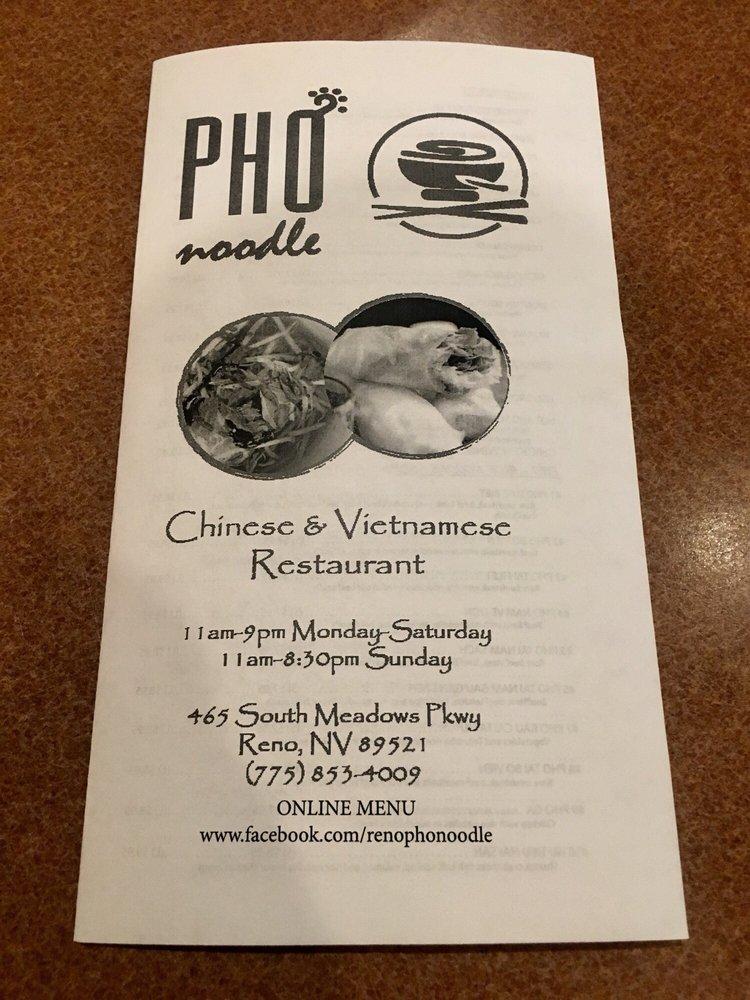 Menu at Phở Noodle restaurant, Reno, 465 S Meadows Pkwy #20