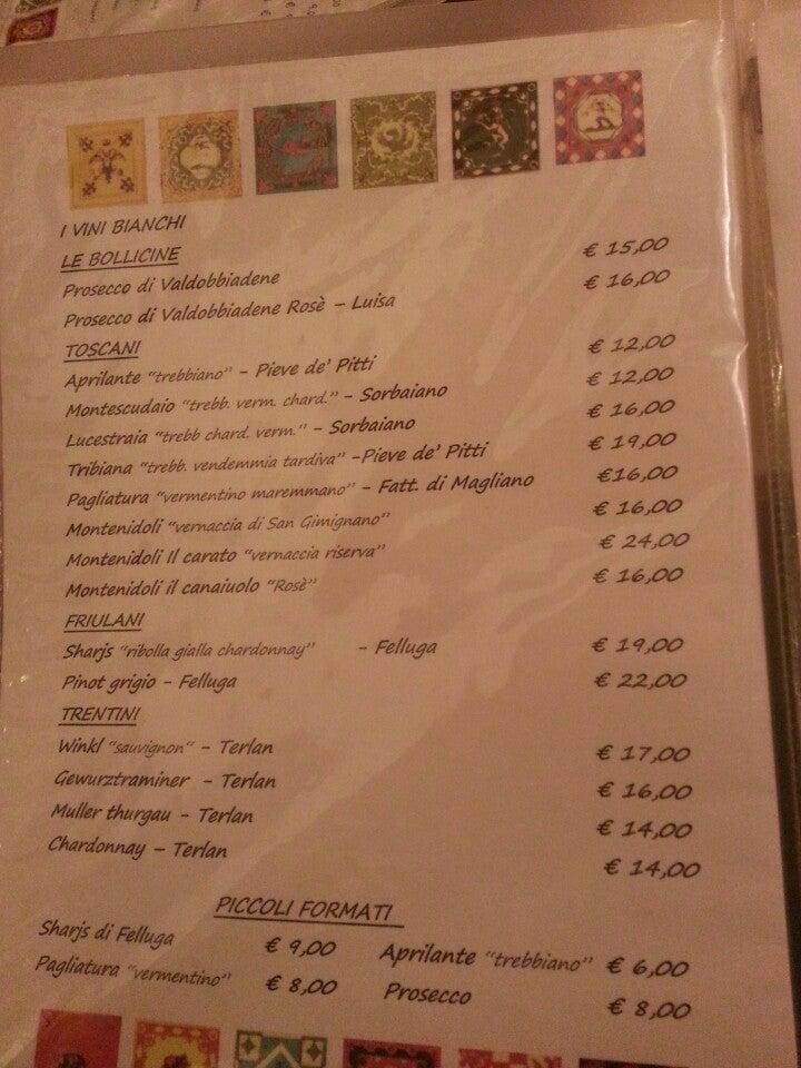 Menu at Ristorante alle Bandierine, Pisa