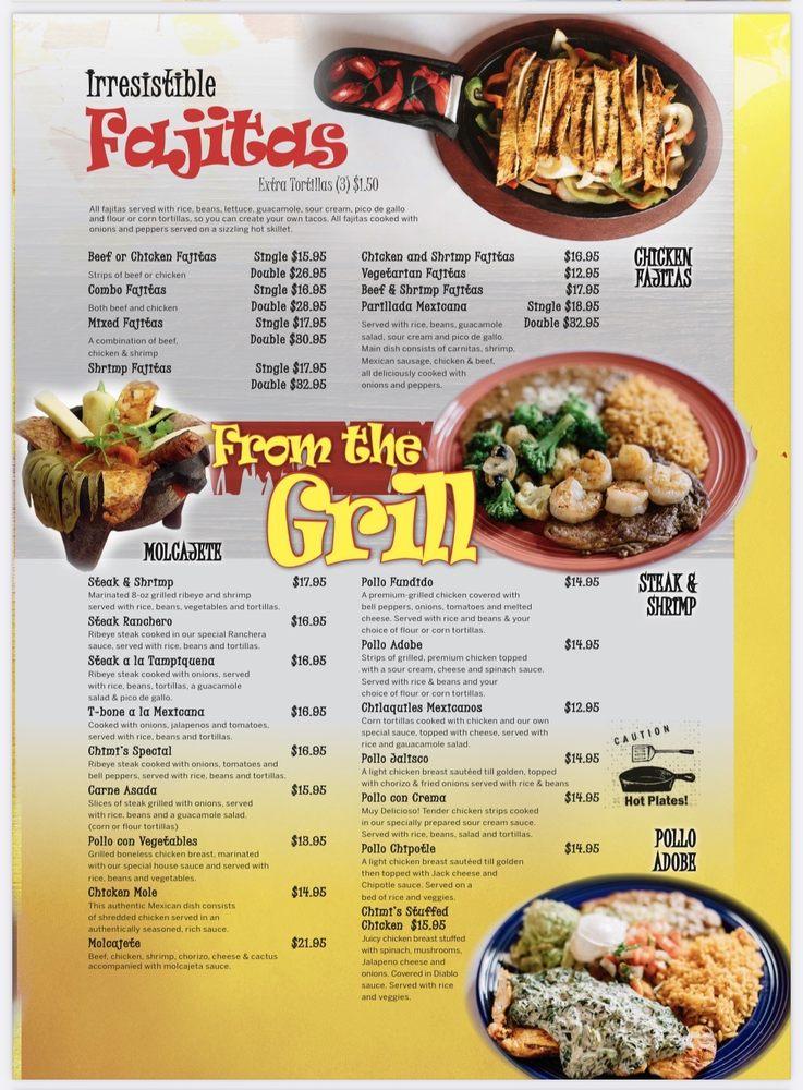 Menu at Chimi's Fresh-Mex restaurant, Overland, Woodson Rd