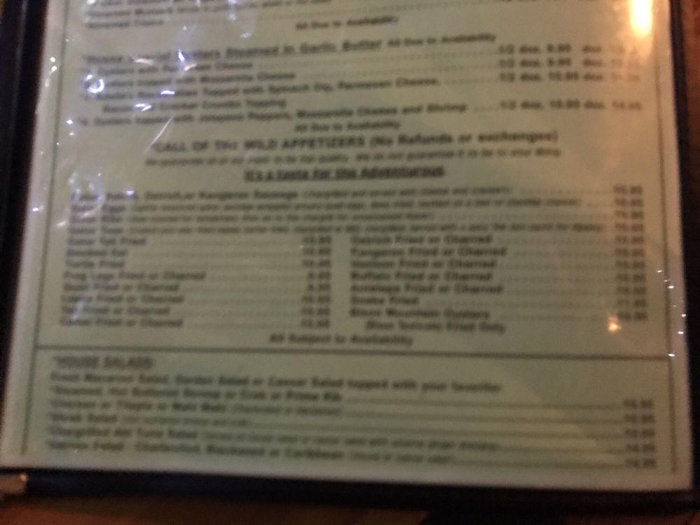 Menu at Clark's Fish Camp Seafood Restaurant, Jacksonville