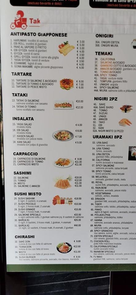 Speisekarte von Fu Sushi restaurant, Pinerolo