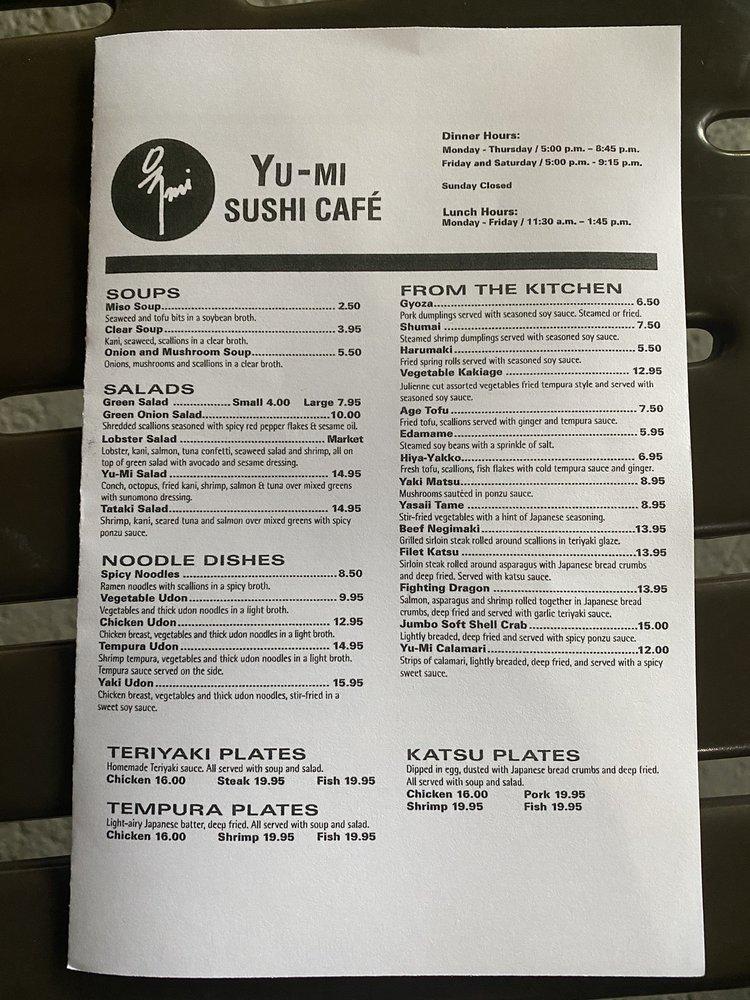 Menu at Yu-Mi Sushi Cafe, Palm Beach Gardens, FL A1AAlt #207