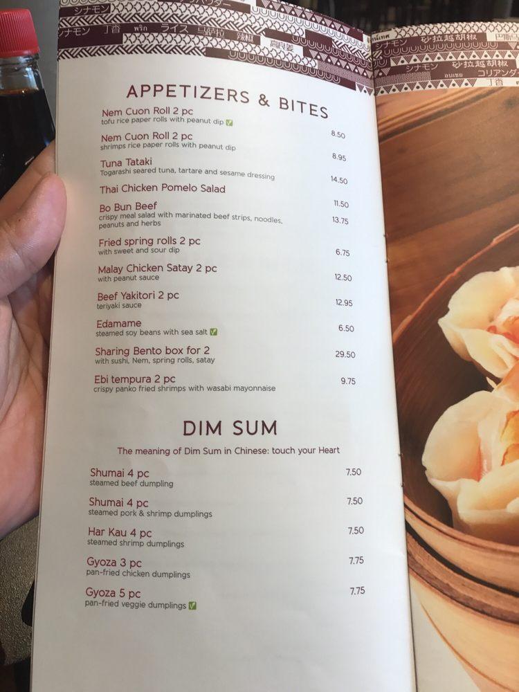 Menu at Kebaya Asian brasserie & bar, Schiphol