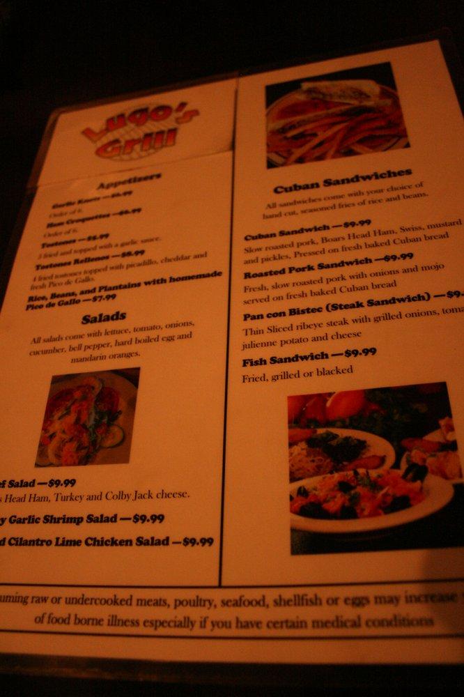 Menu at Lugo's Grill restaurant, Dunnellon, W Pennsylvania Ave