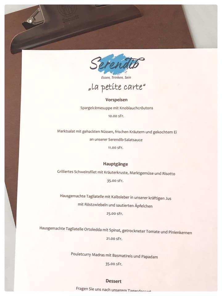 Menu da Restaurant Serendib, Burgdorf, 8