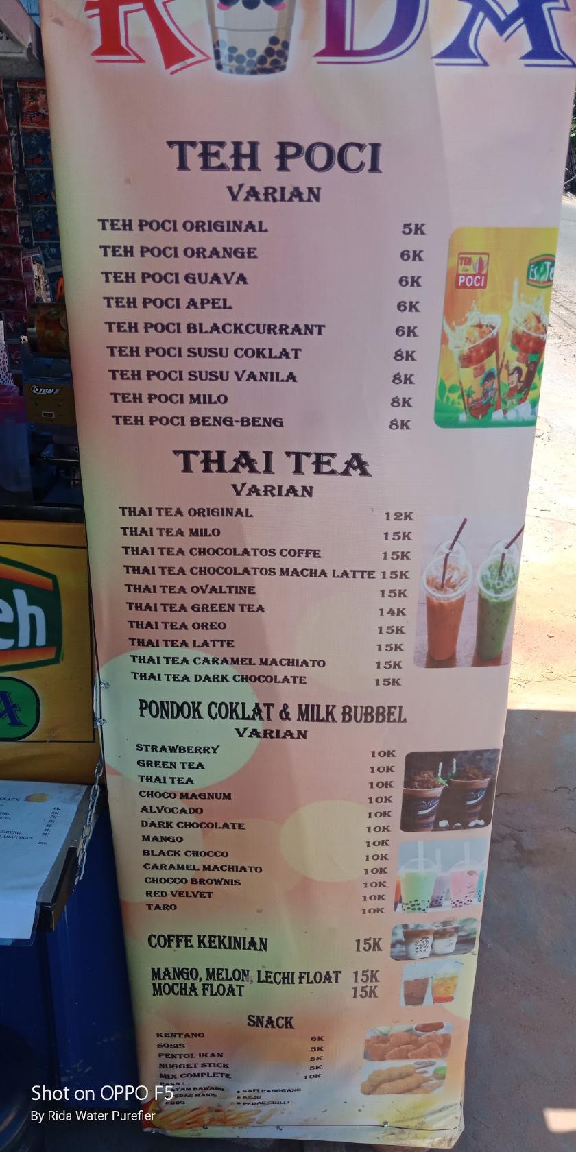 Menu at Rida Food & Drink Corner Thai Tea Cheese Tea & Teh Poci cafe ...