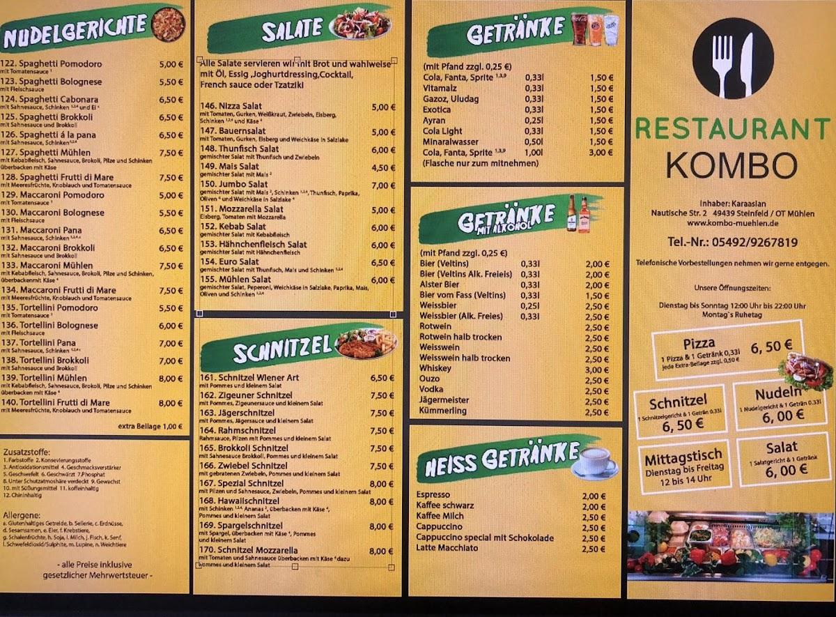 Speisekarte von Imbiss Restaurant Kombo, Steinfeld (Oldenburg)