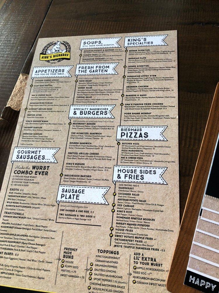 Menu at King’s BierHaus pub & bar, League City