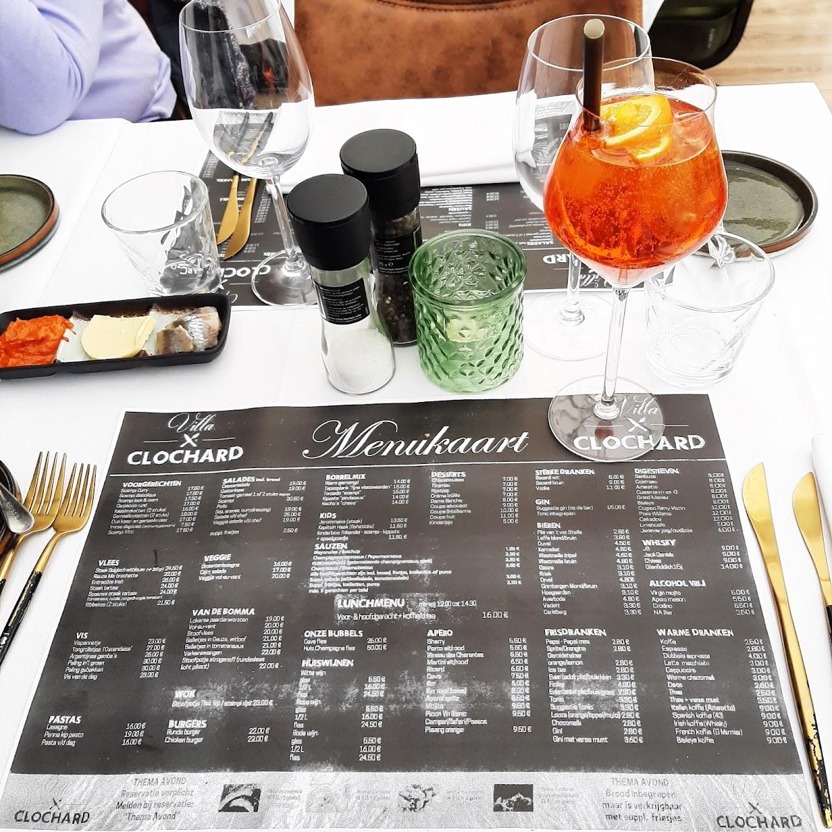 Menu au Villa Clochard, Lokeren