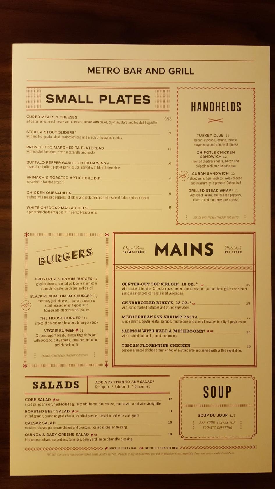 Menu at Dublin Metro Bar & Grill, Dublin, 600 Metro Pl N