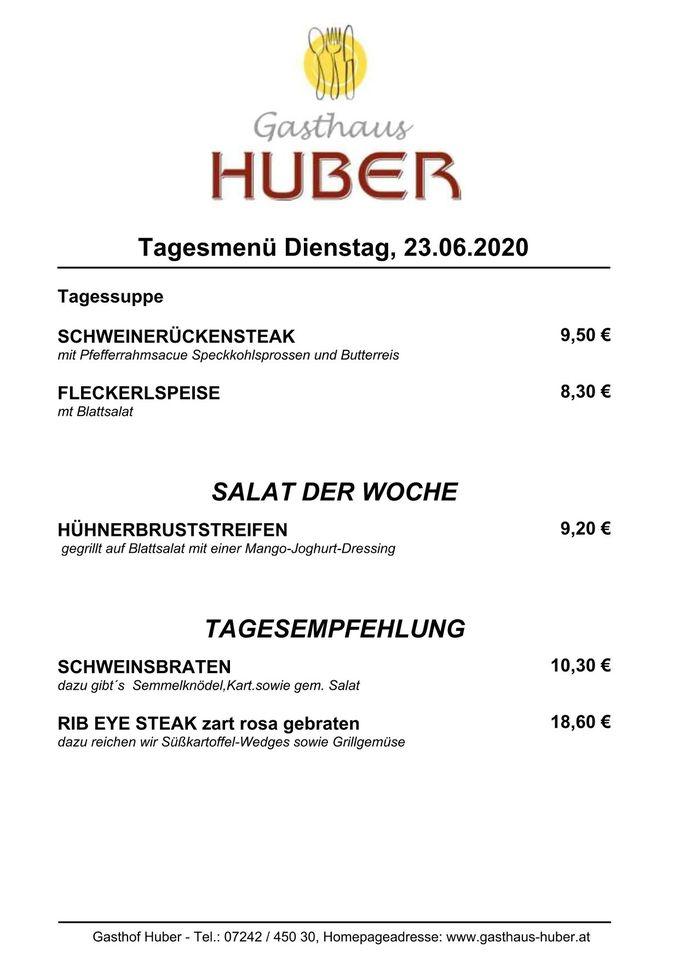 Menu at Gasthaus Huber, Wels