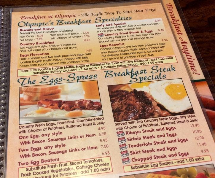 Menu at Olympic Family Restaurant, Lake Geneva