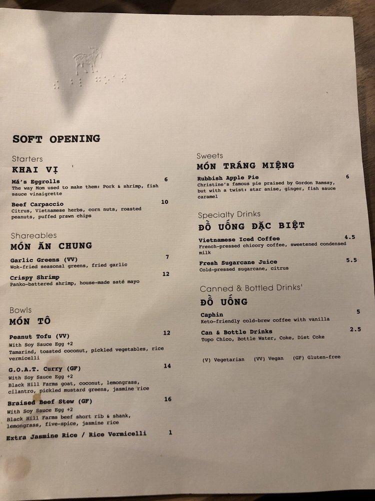 Menu at The Blind Goat restaurant, Houston, 409 Travis St #367
