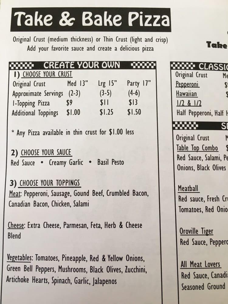 Menu at The Italian Kitchen restaurant, Oroville, Huntoon St