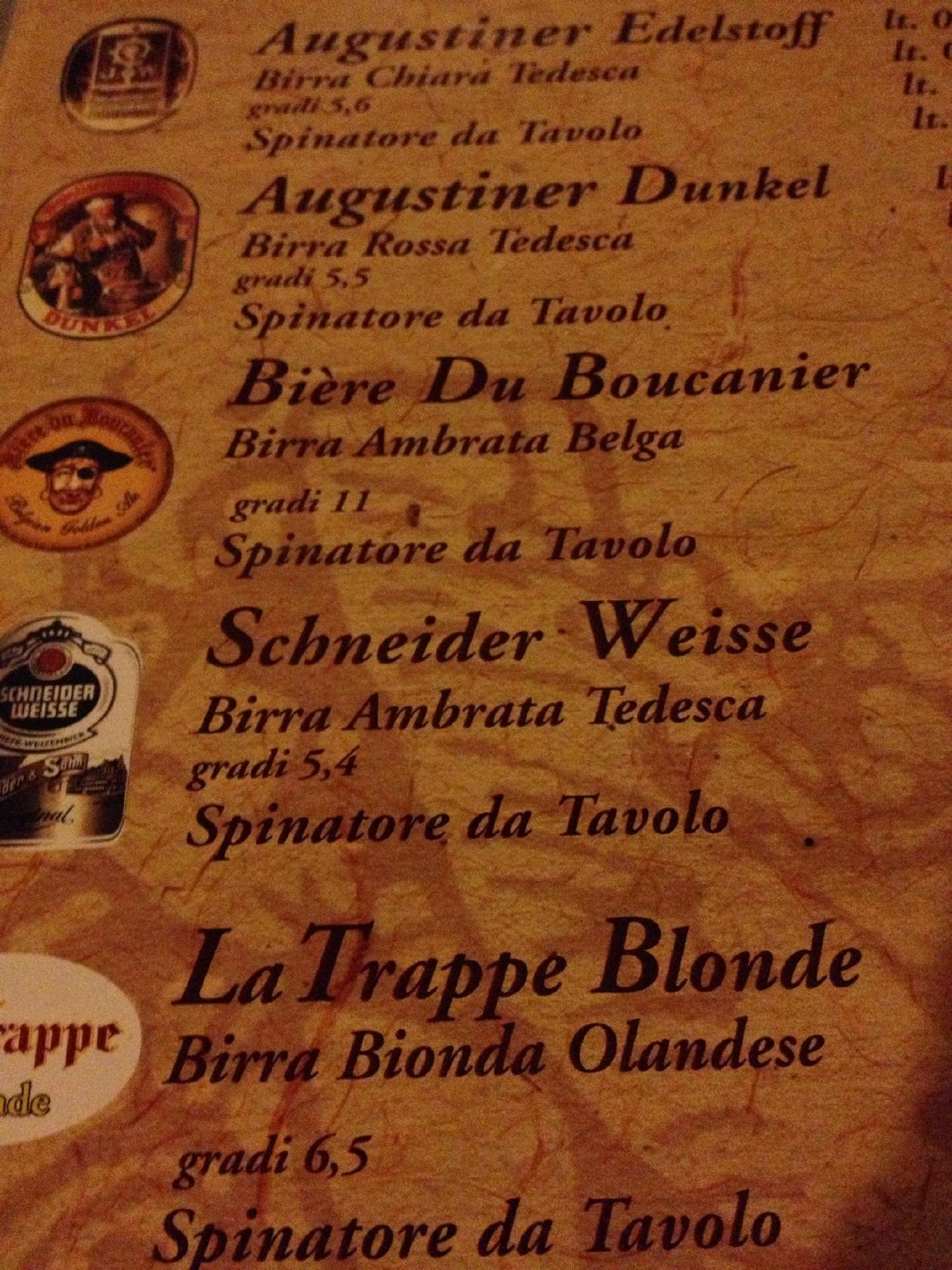 Menu da Barone Rosso, Pietra Ligure