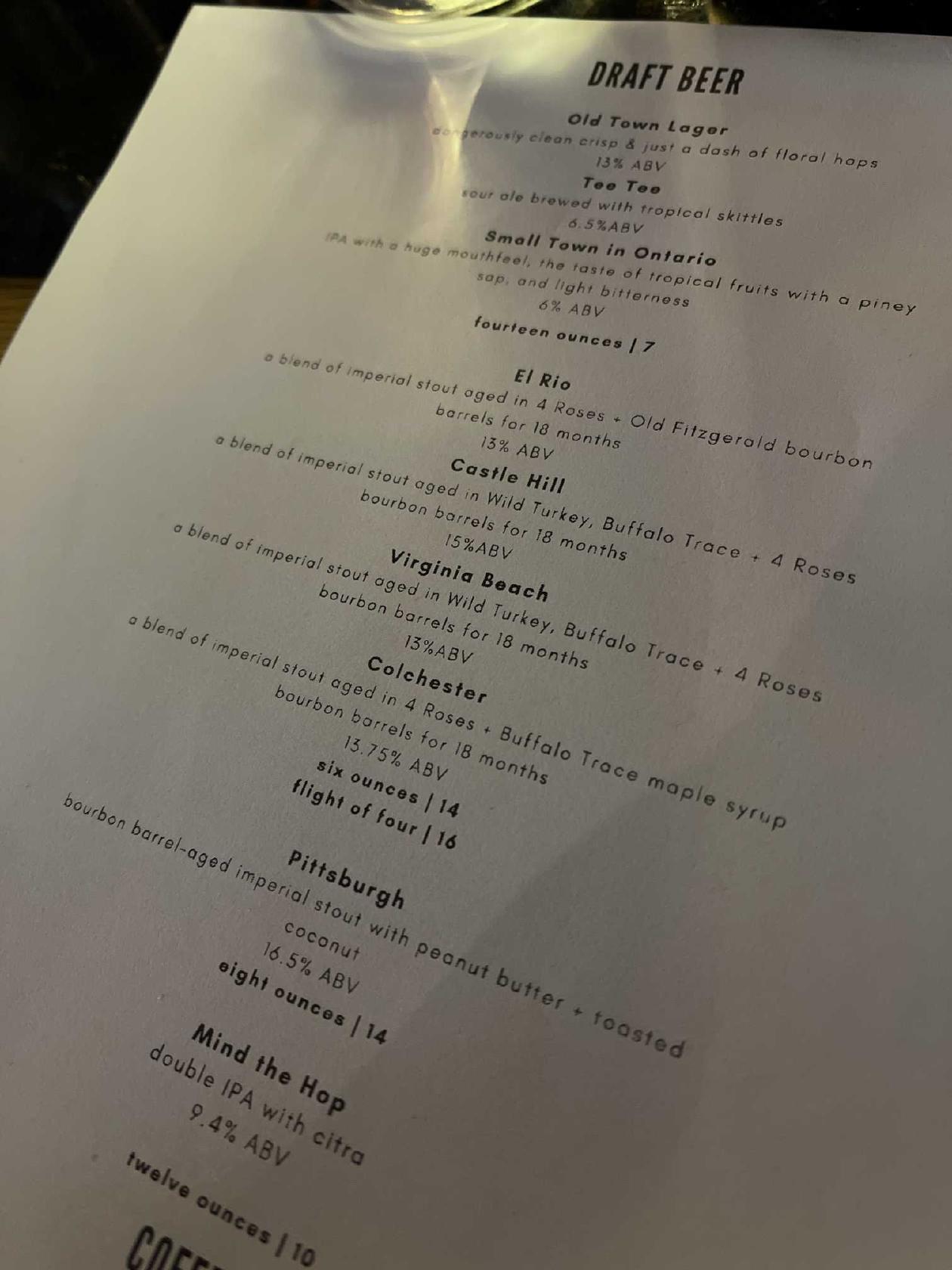 Menu at Scratch & Co. pub & bar, Pittsburgh