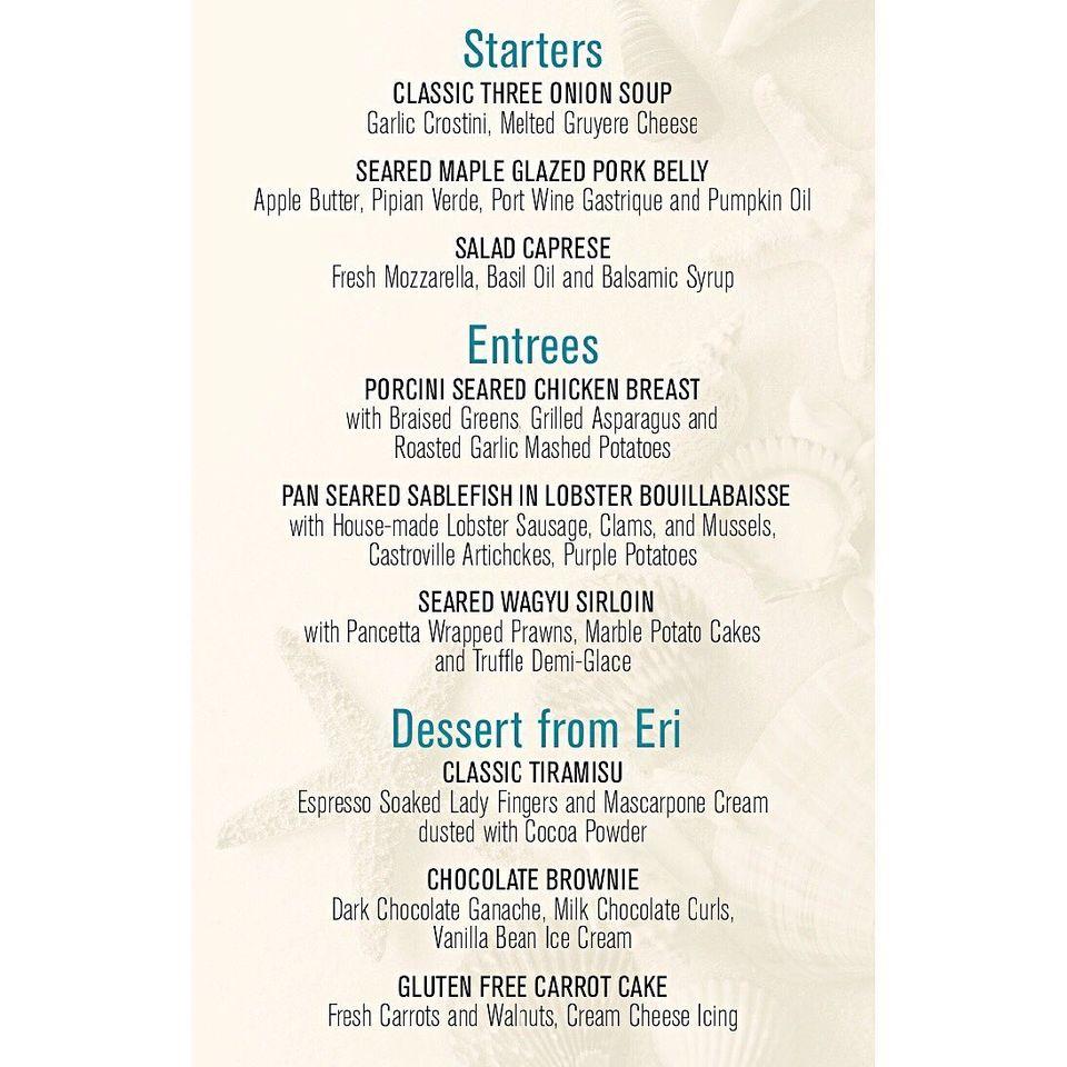 Menu at Seascape Beach Resort restaurant, Aptos