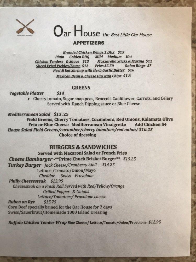 Menu at Oar House pub & bar, Watkins Glen