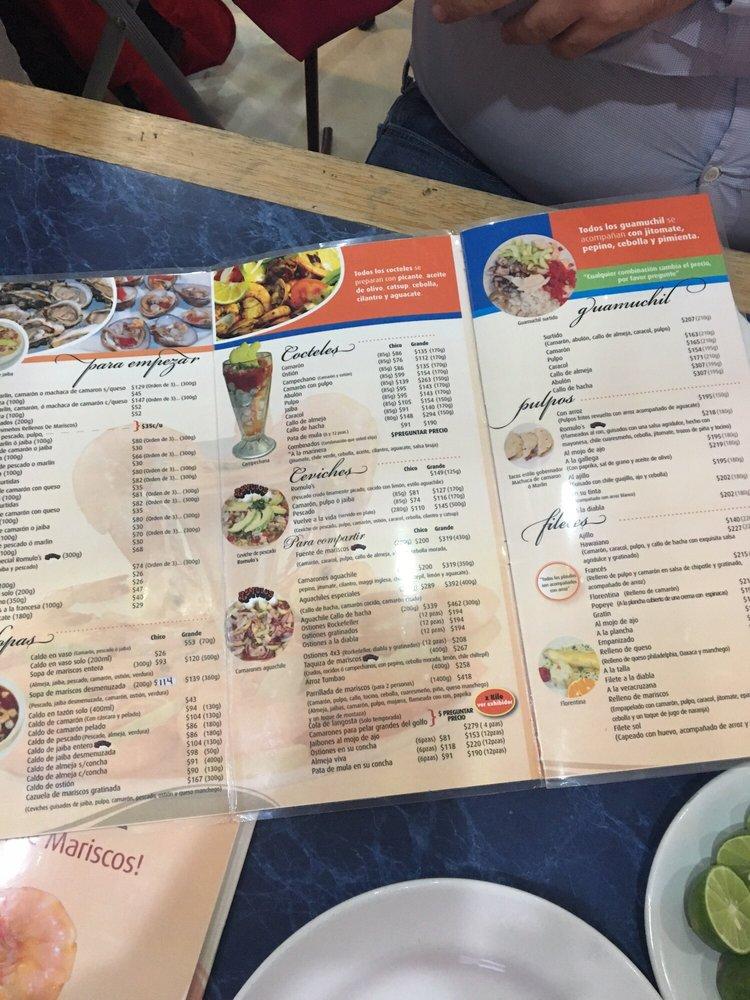 Menu at ROMULO'S restaurant, Mexico City, Yácatas Locales 23-28 Mercado ...
