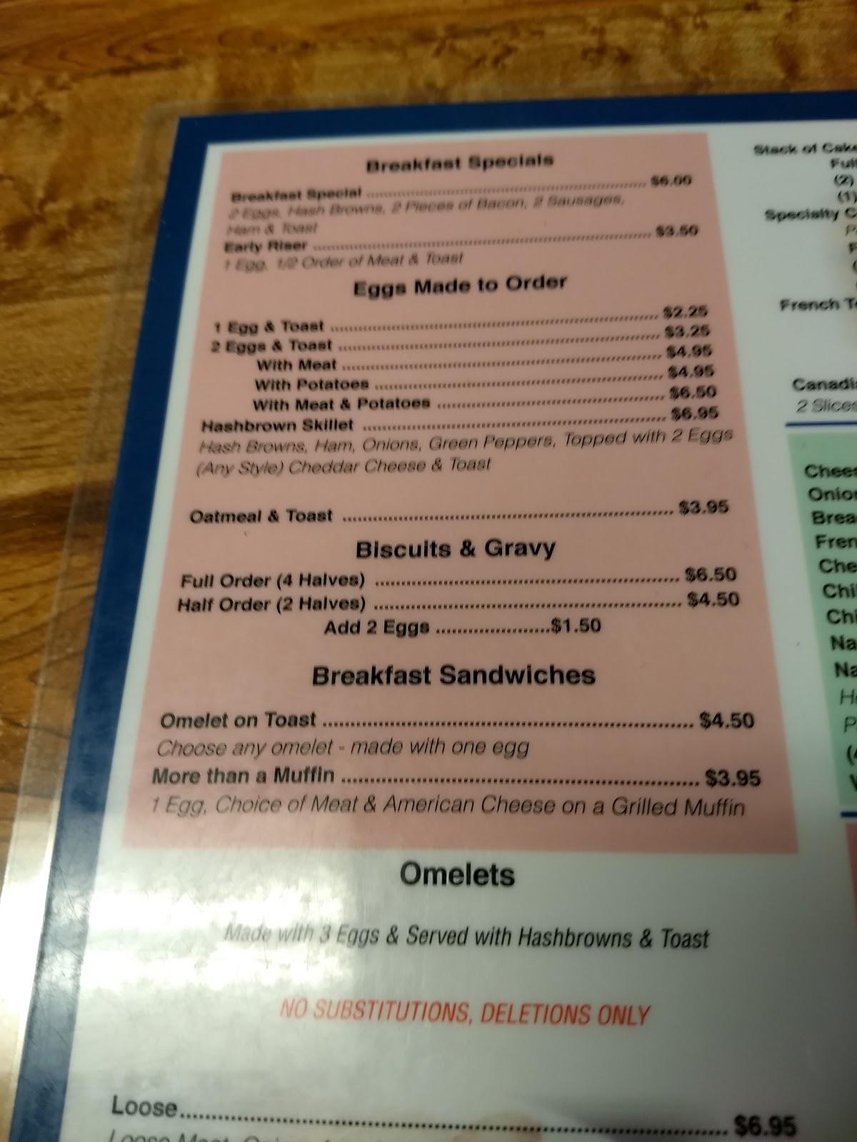 Menu at St Clair Coney Island restaurant, Saint Clair