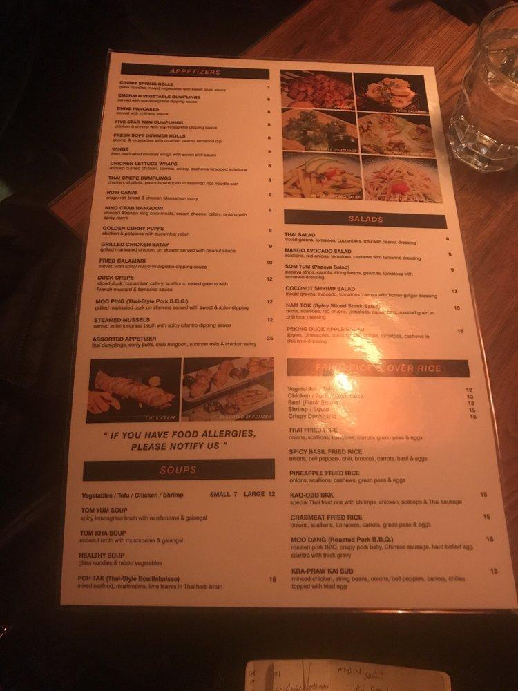 Menu at Thai 72 pub & bar, West New York