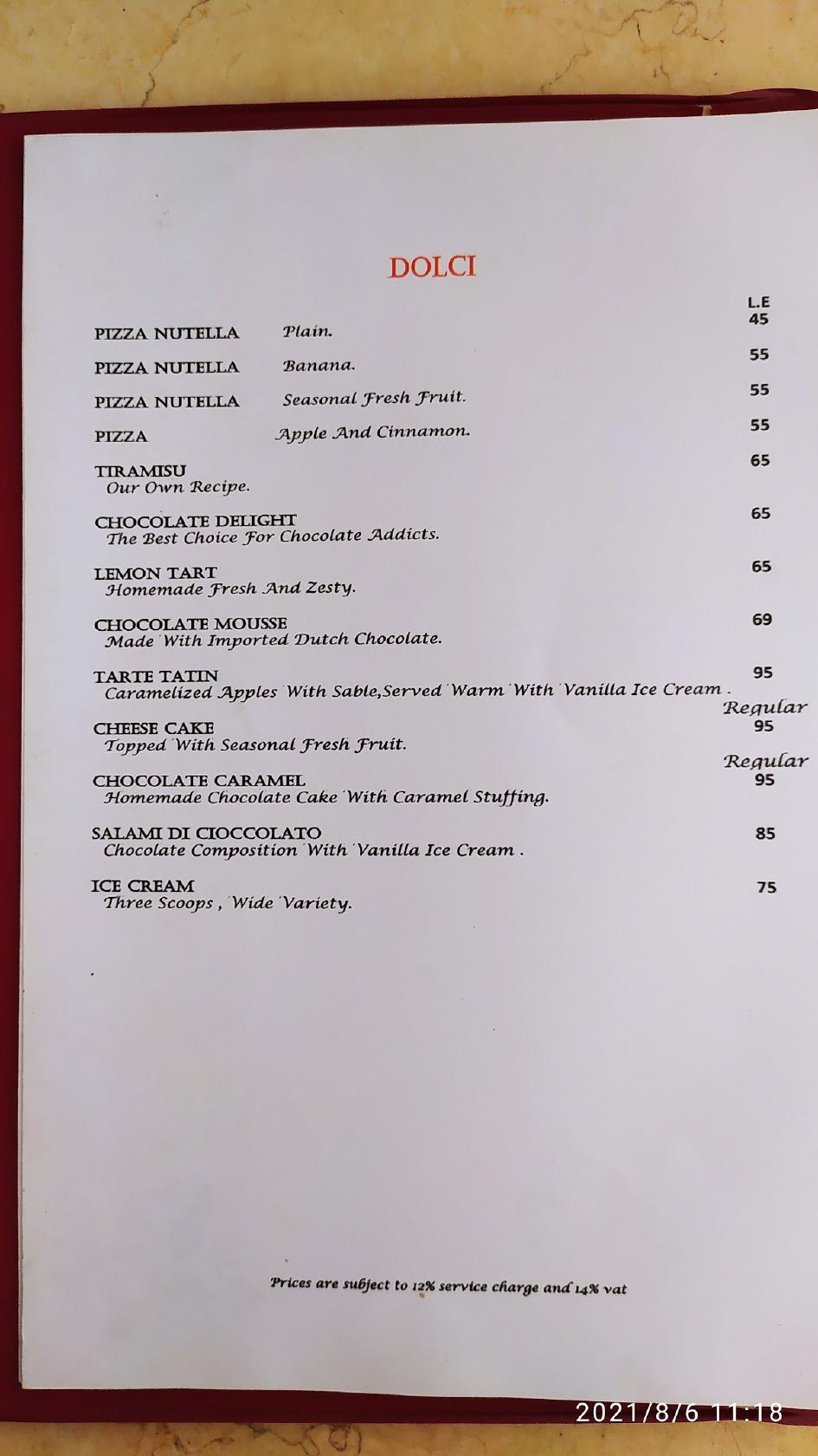 Speisekarte von Caracas restaurant, Sheikh Zayed City