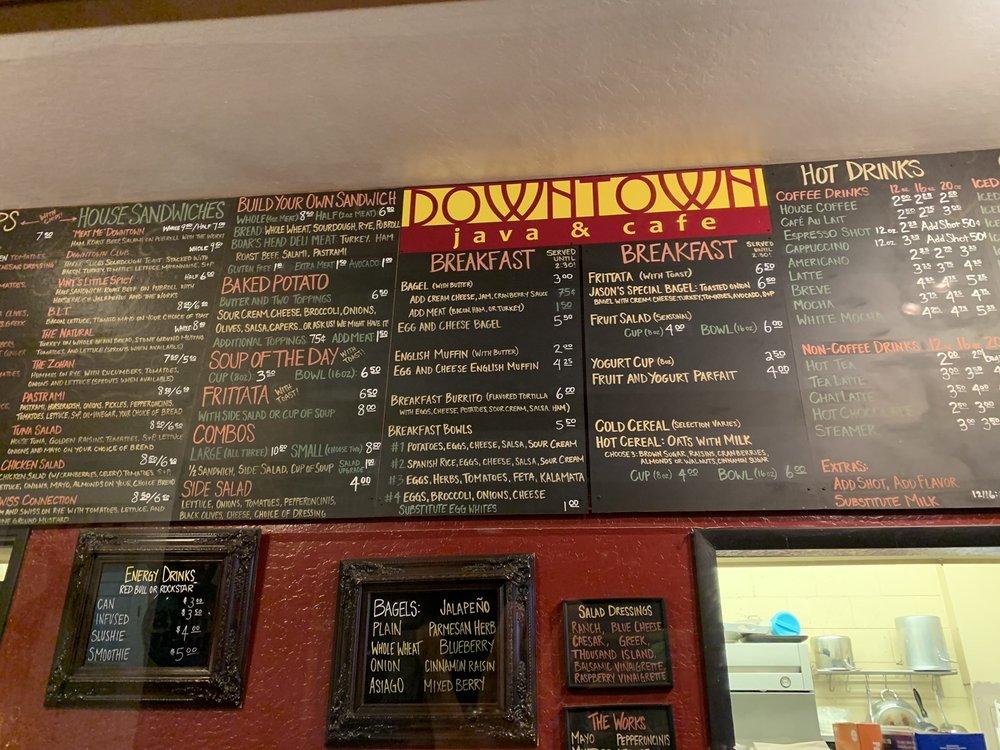 Menu at Downtown Java and Cafe, Redding