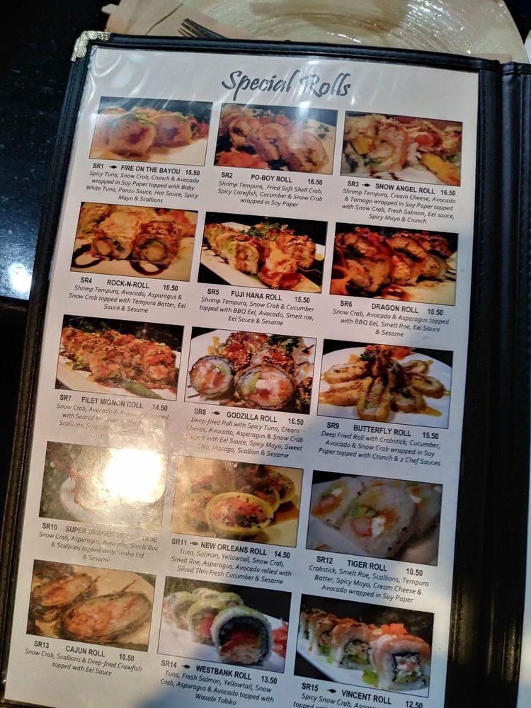 Menu at Fuji Hana Sushi Bar and Hibachi Steakhouse, Gretna