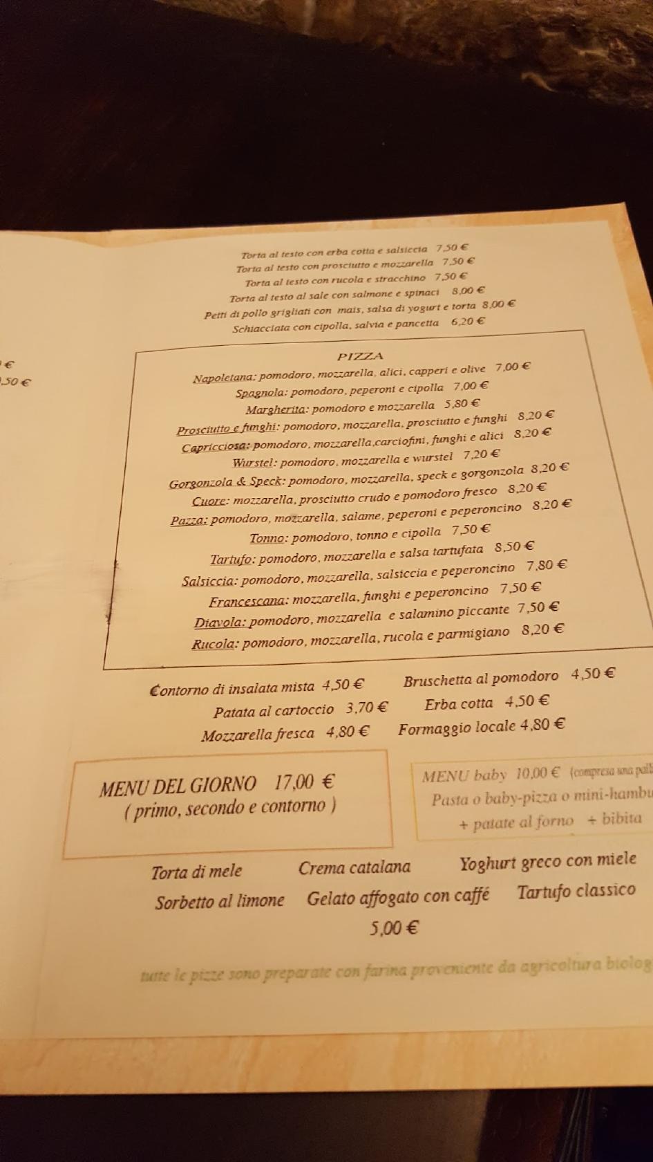Menu at Ristorante Pizzeria Otello, Assisi