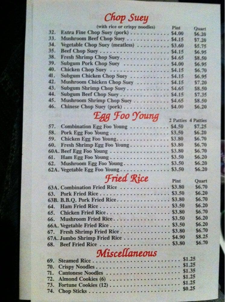 Menu at Ming Toy BBQ, Waukegan