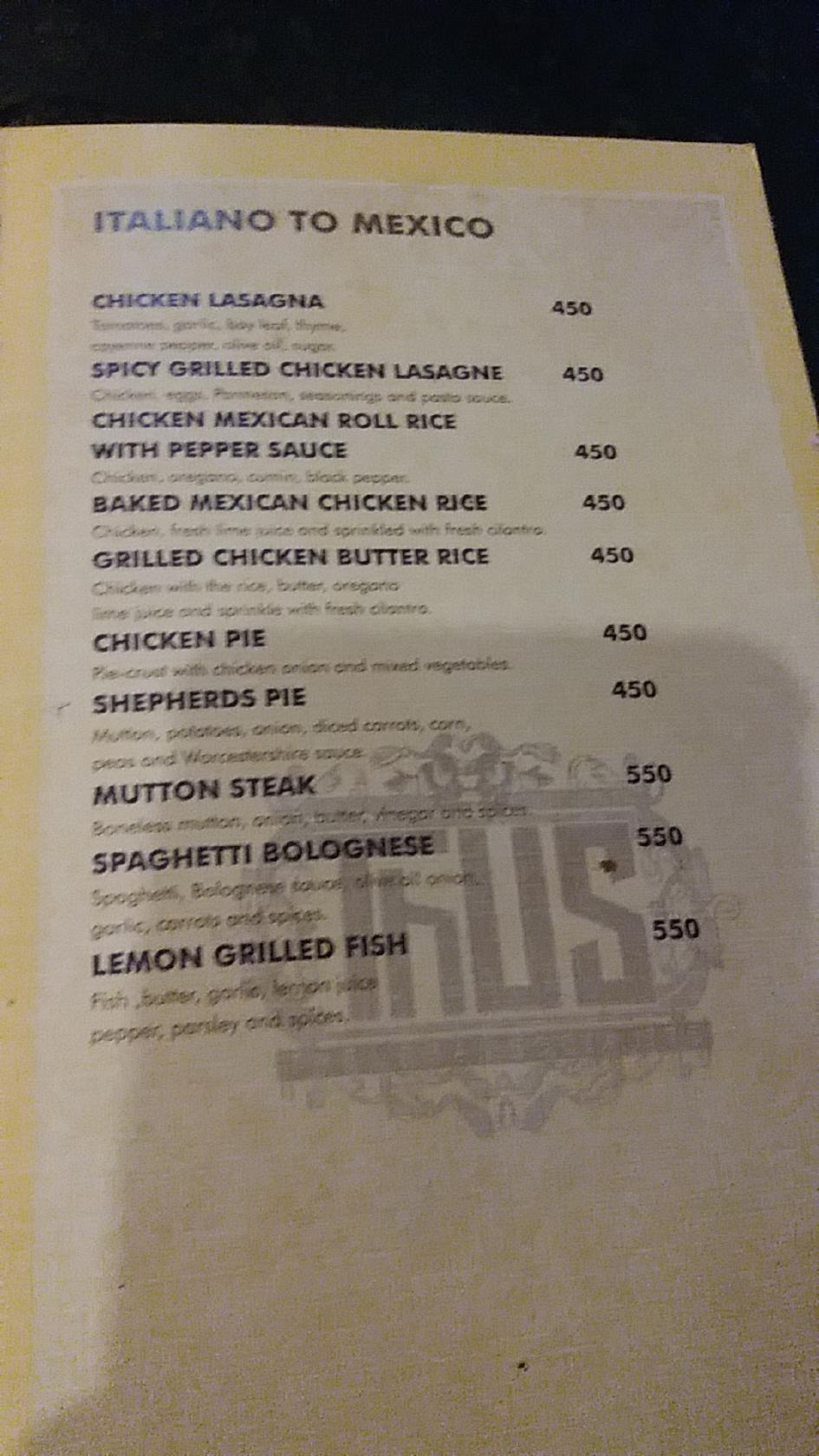 Menu at The Lake City Socialite (Thus Urban Socialite), Bhopal