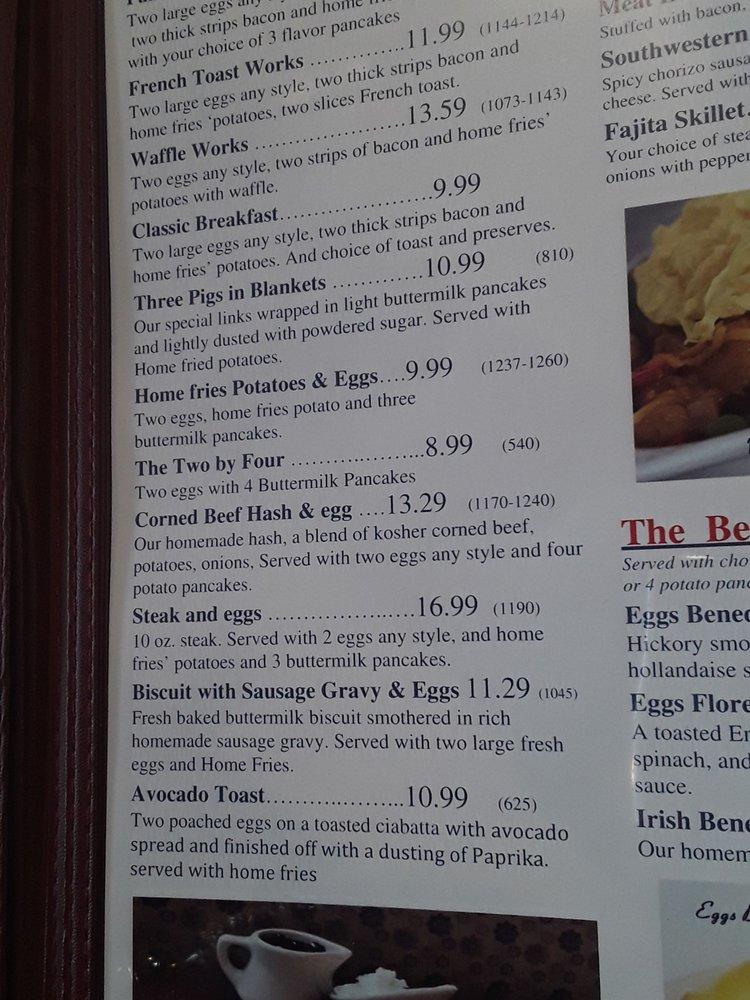 Menu at The Original Pancake House restaurant, Baltimore
