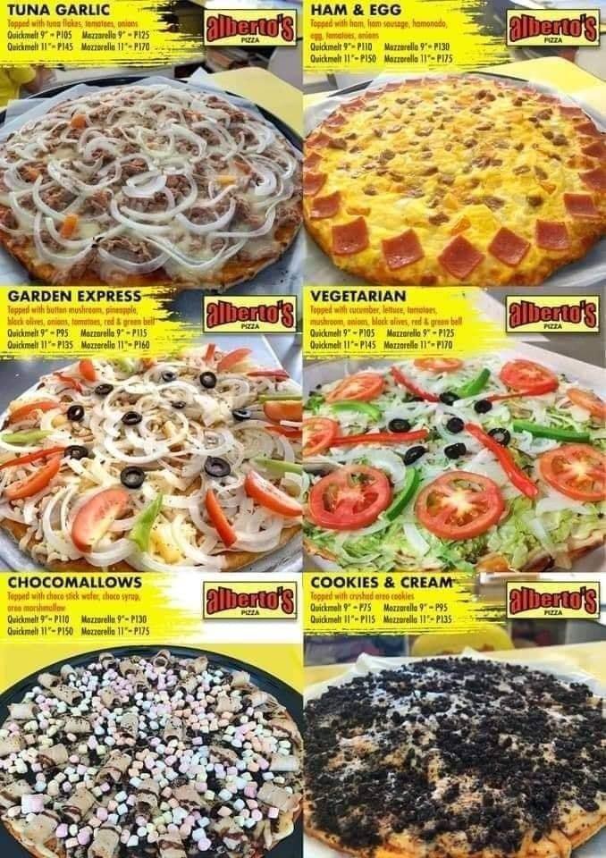 Menu at Albertos Pizza Palo restaurant, Palo
