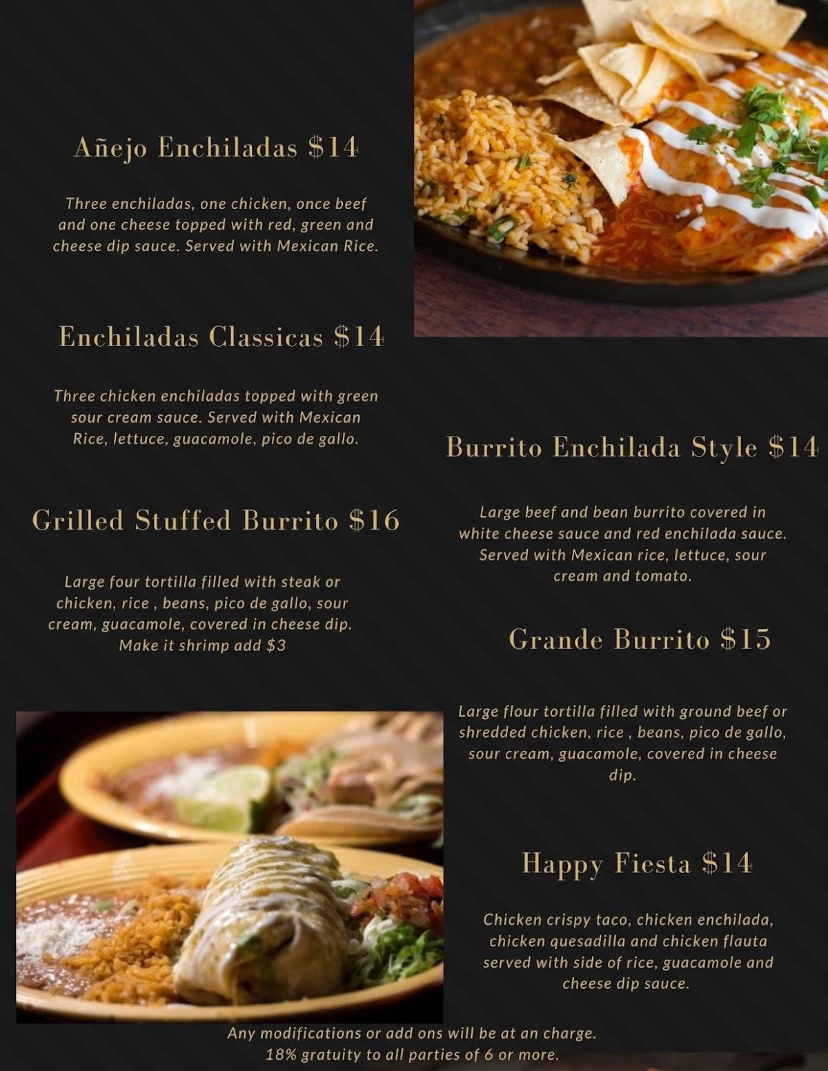 Menu at Anejo Modern Mexican Cuisine restaurant, Olathe