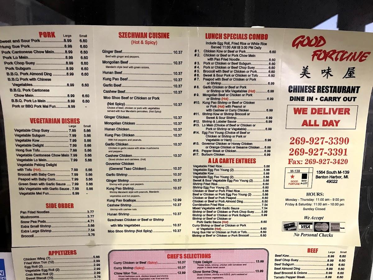 Menu at Good Fortune Restaurant, Benton Harbor